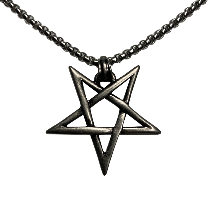 BAG OV BONES - 'Inverted Pentagram' Metal Pendant with Chain